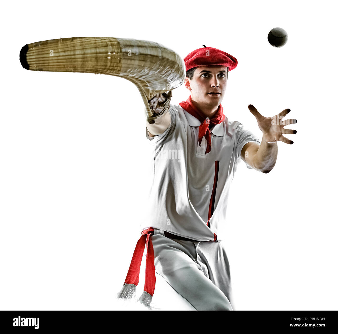 one caucasian Jai alai Basque pelota Cesta Punta player man isolated on ...