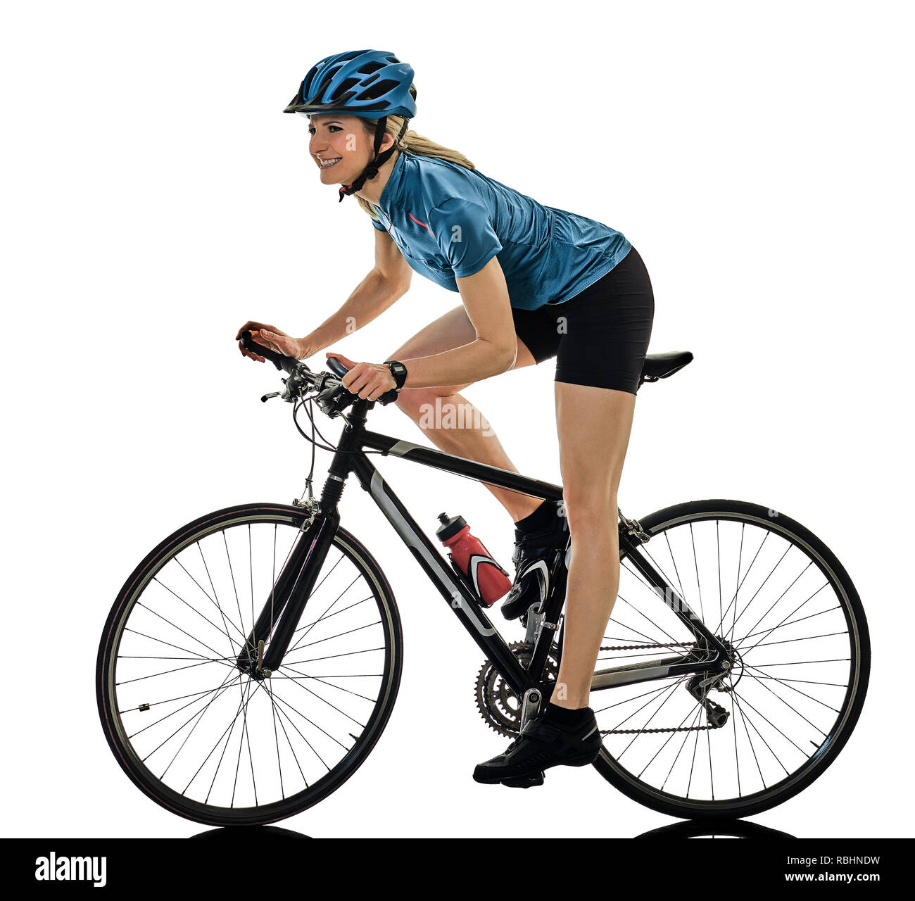 Woman riding on the bike Cut Out Stock Images & Pictures - Alamy