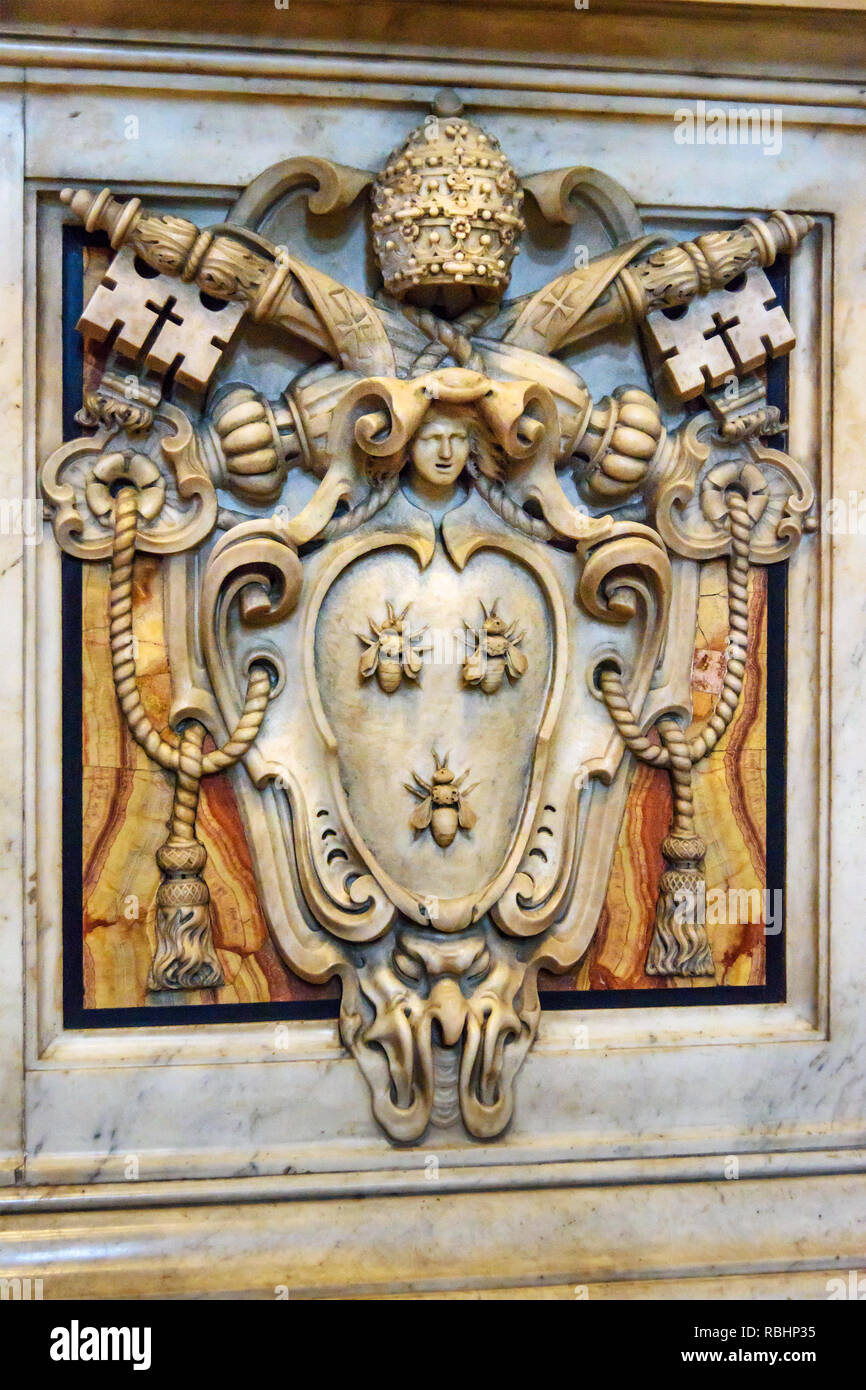 Vatican city, Vatican - October 05, 2018: Coat of arms of Pope Urban ...