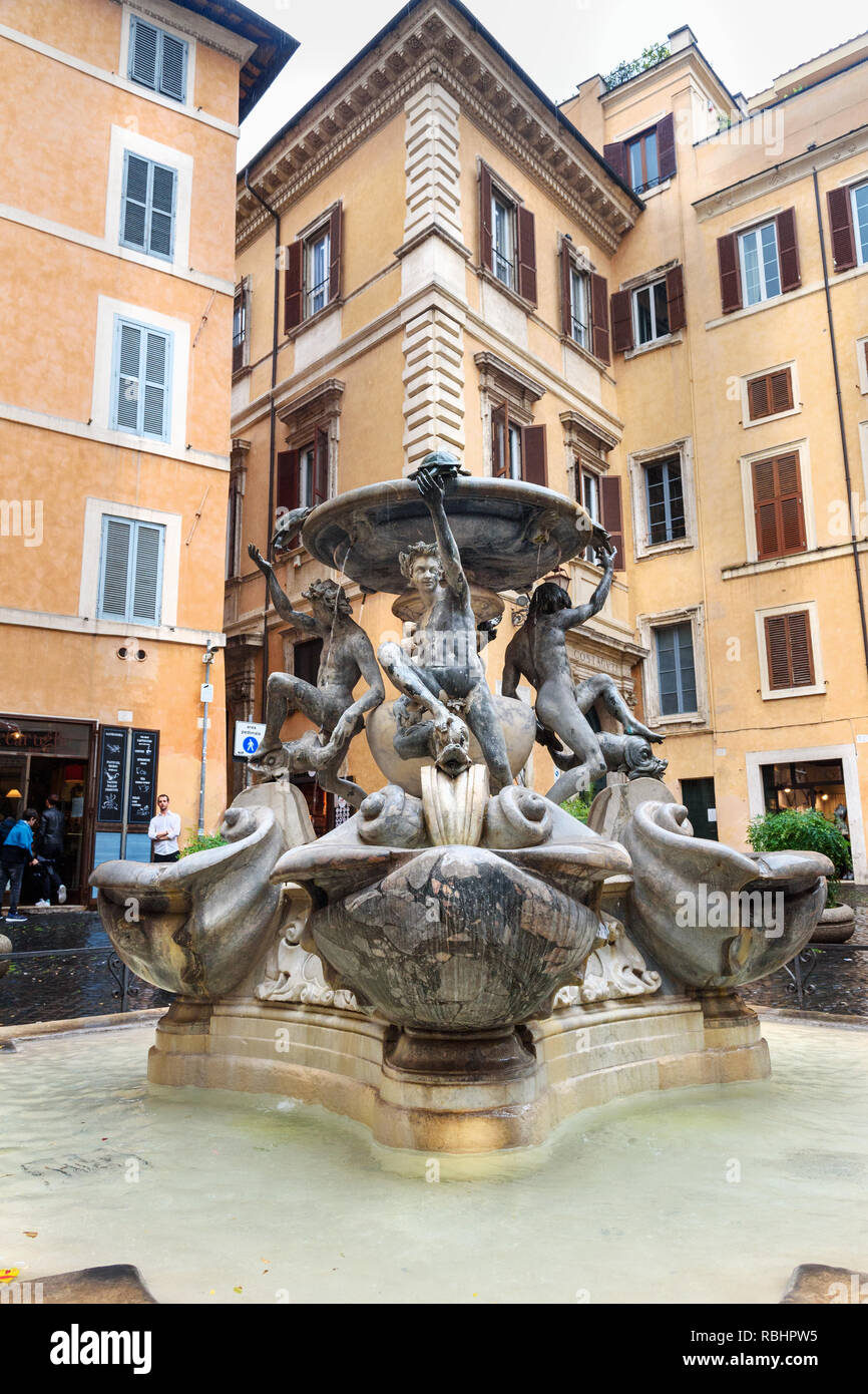 Rome, Italy - October 06, 2018: Fontana delle Tartarughe, Turtle ...