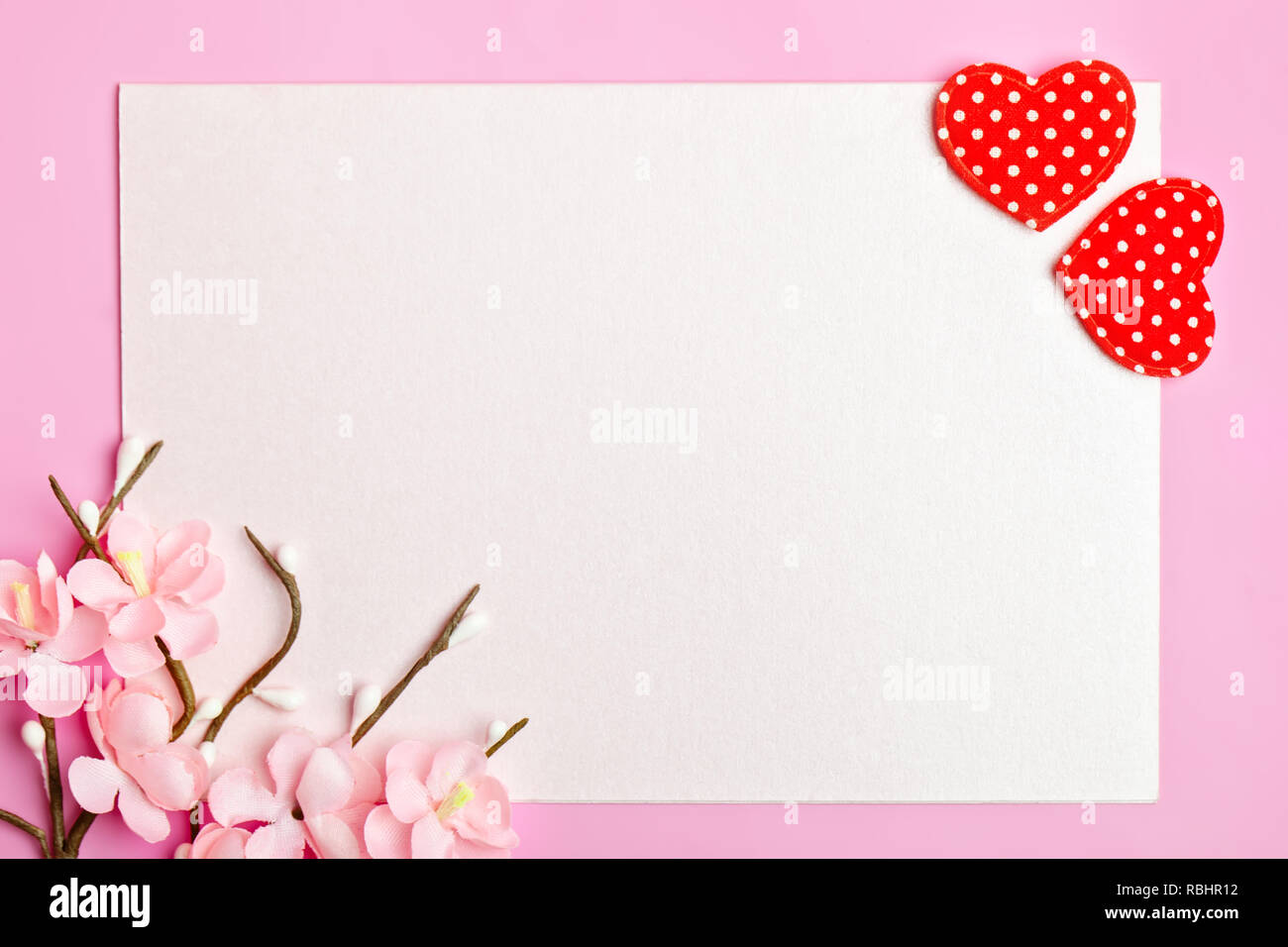 Greeting card on pink background. Selective focus. Valentines day ...