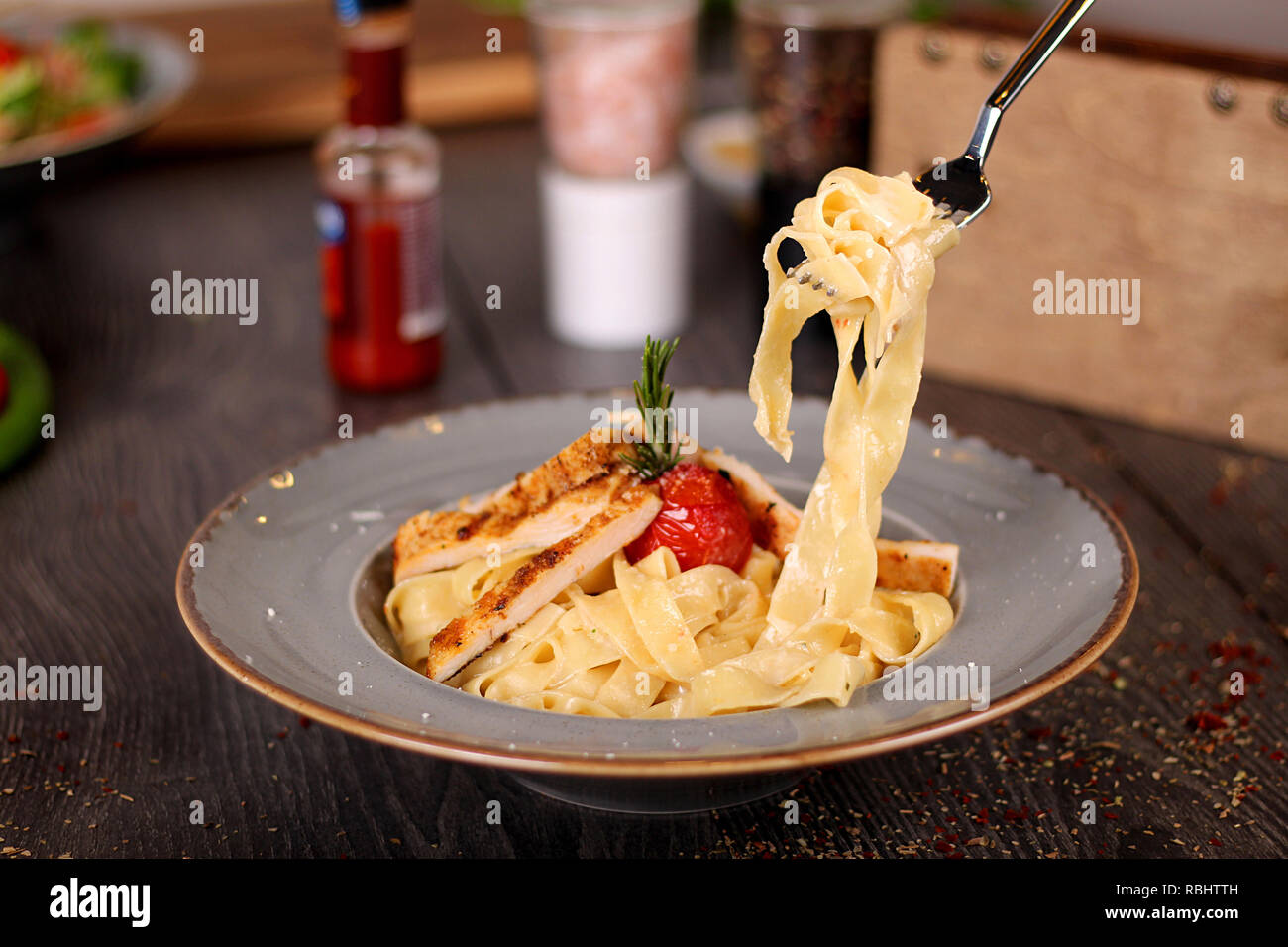 Pasta on the fork Stock Photo - Alamy