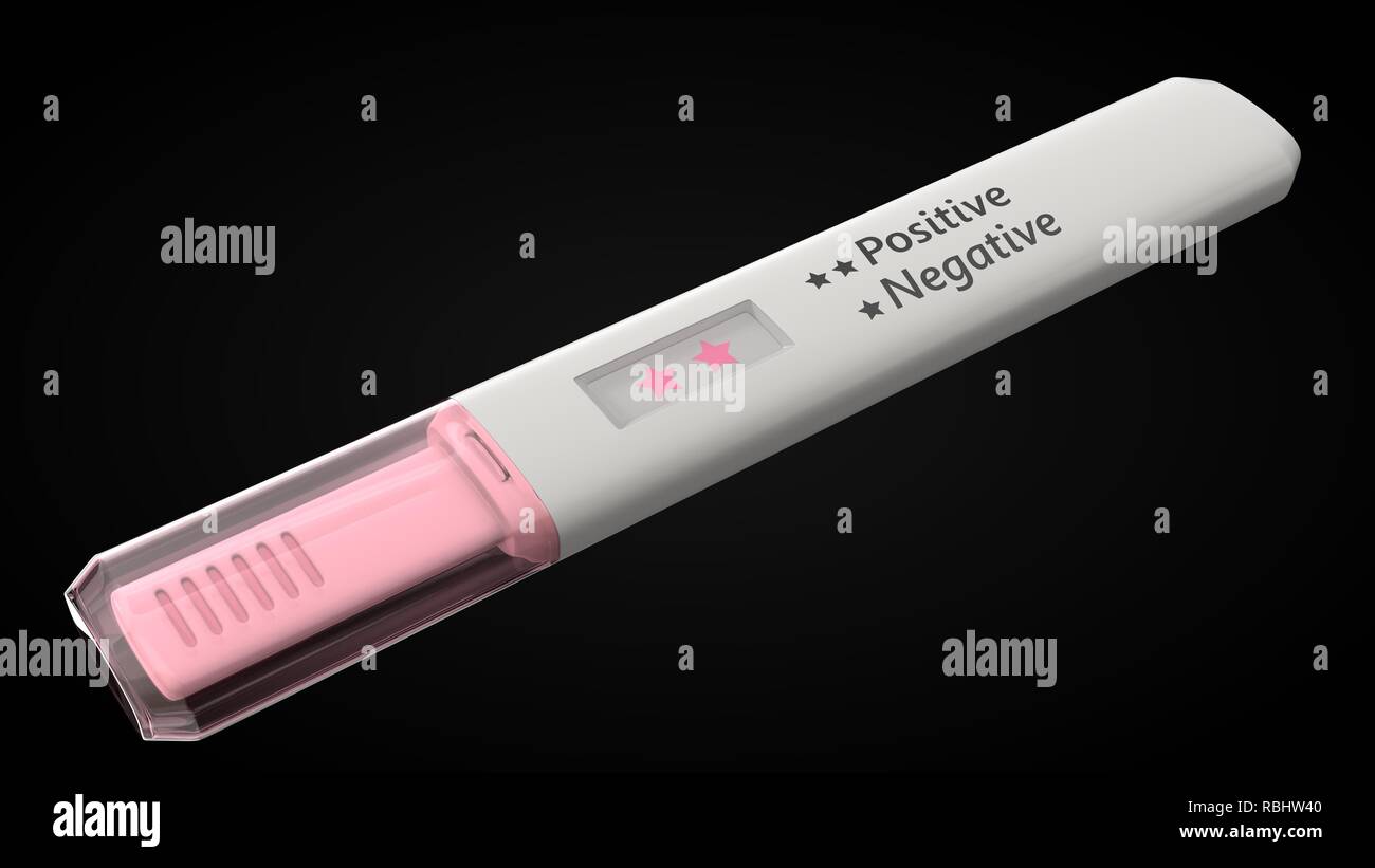 simple pregnancy test stickwith pink cap. 3d illustration Stock Photo ...