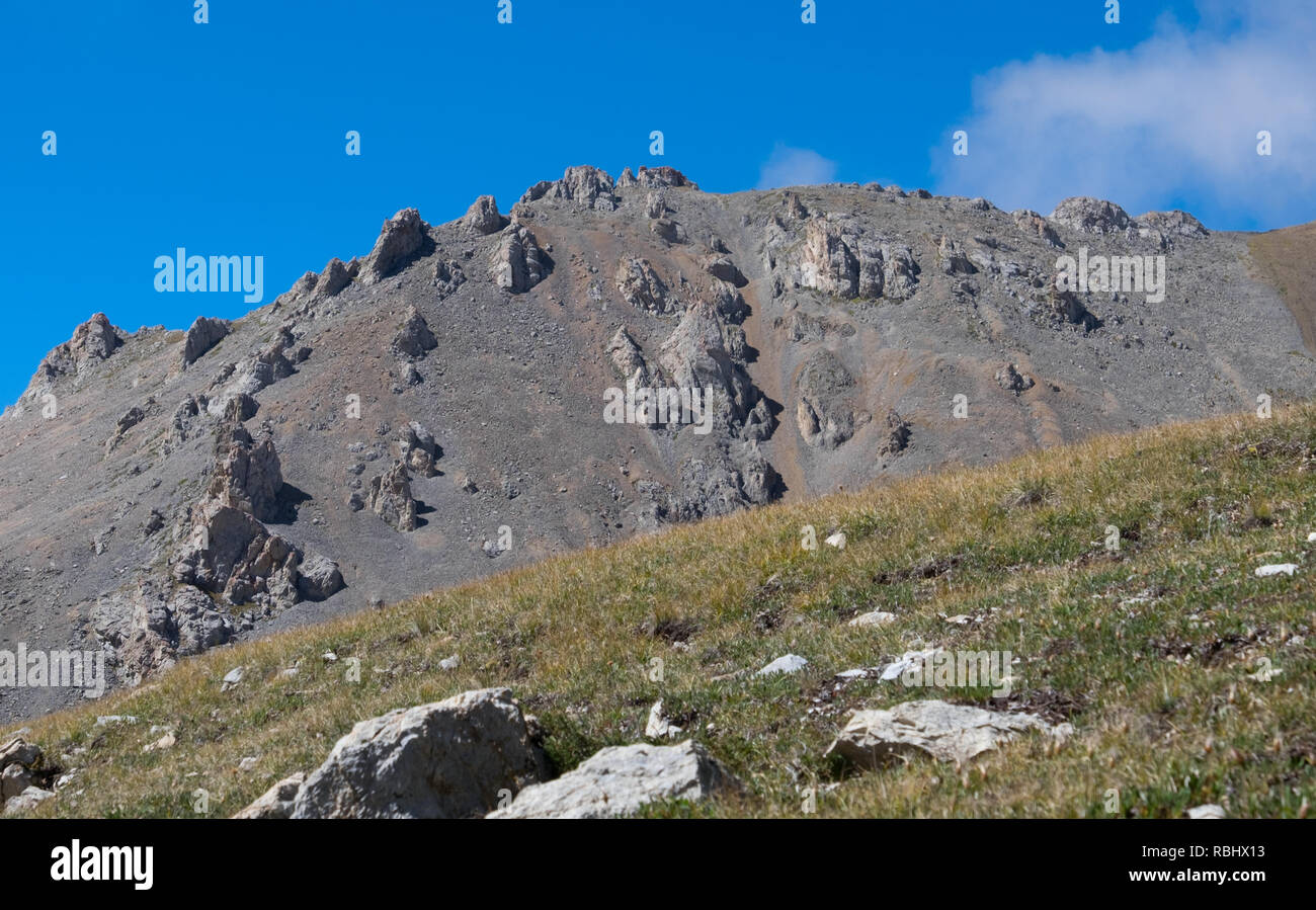 Sharp and dangerous rocks composed of sedimentary rocks Stock Photo - Alamy