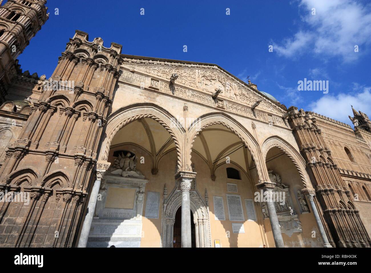 Palermo Cathedral portico - religious landmark of Italy. Sicily island ...