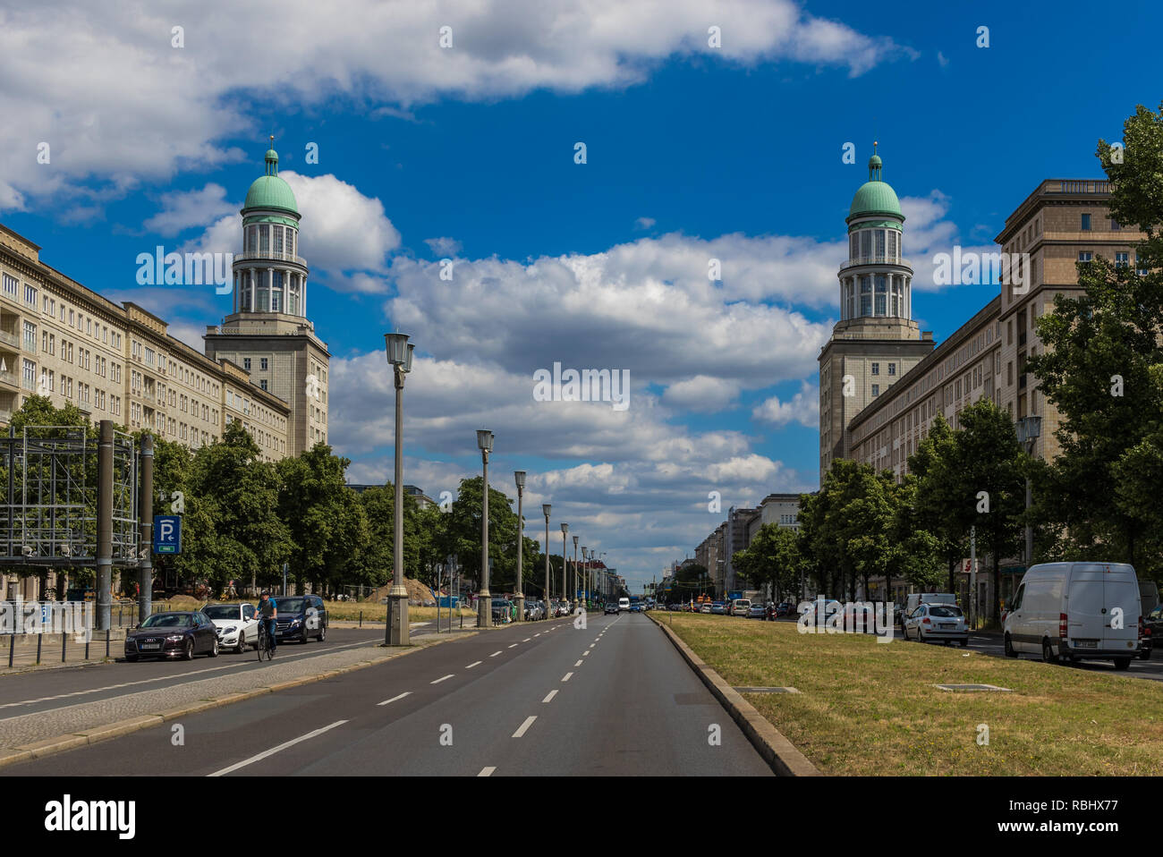 Berlin, Germany - main avenue during of the GDR (East Germany), Karl Marx Allee presents many ...
