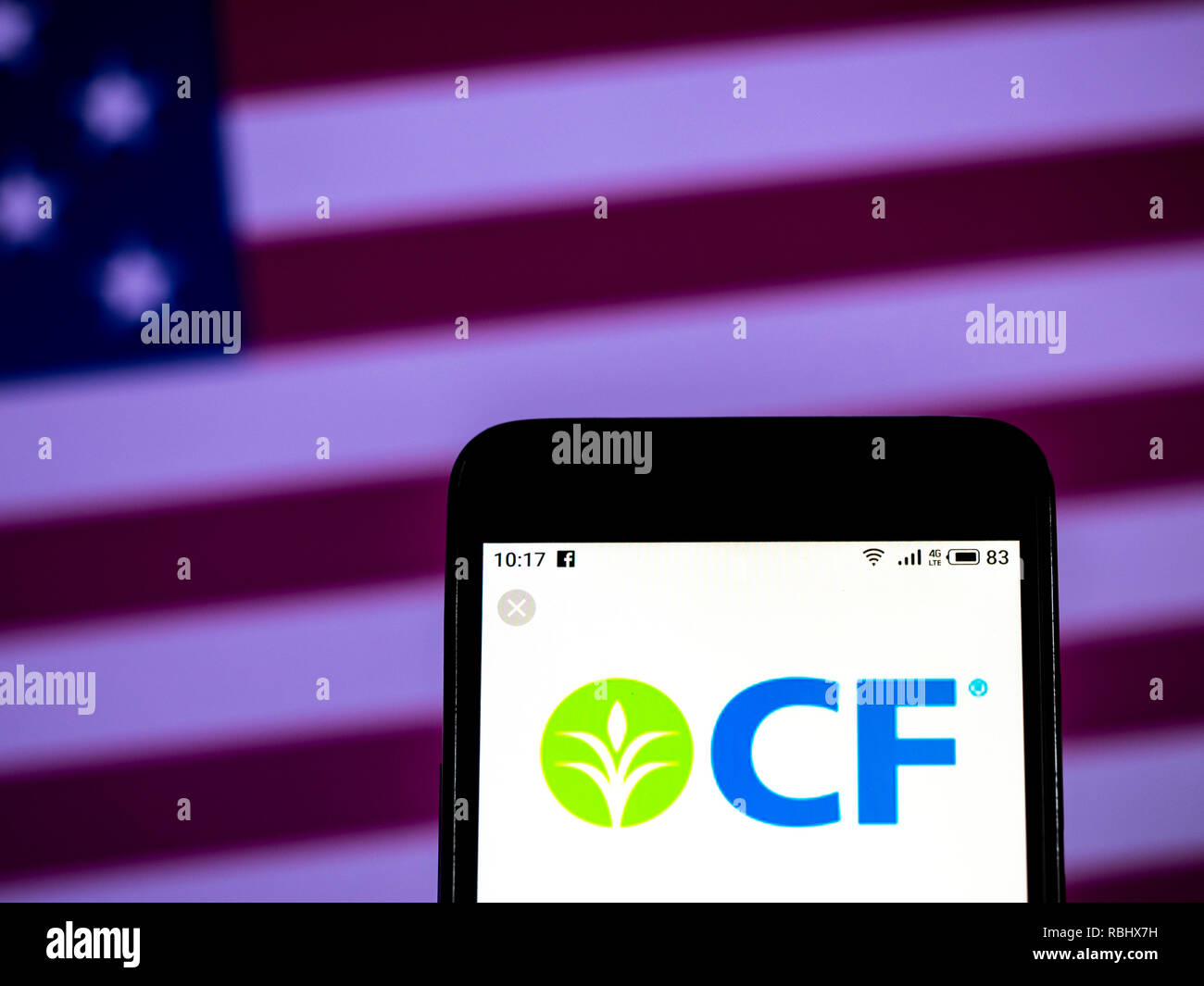 CF Industries Manufacturing company logo seen displayed on smart phone ...