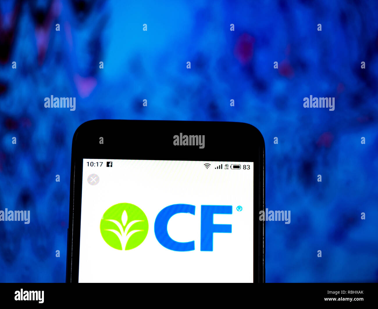 CF Industries Manufacturing company logo seen displayed on smart phone ...