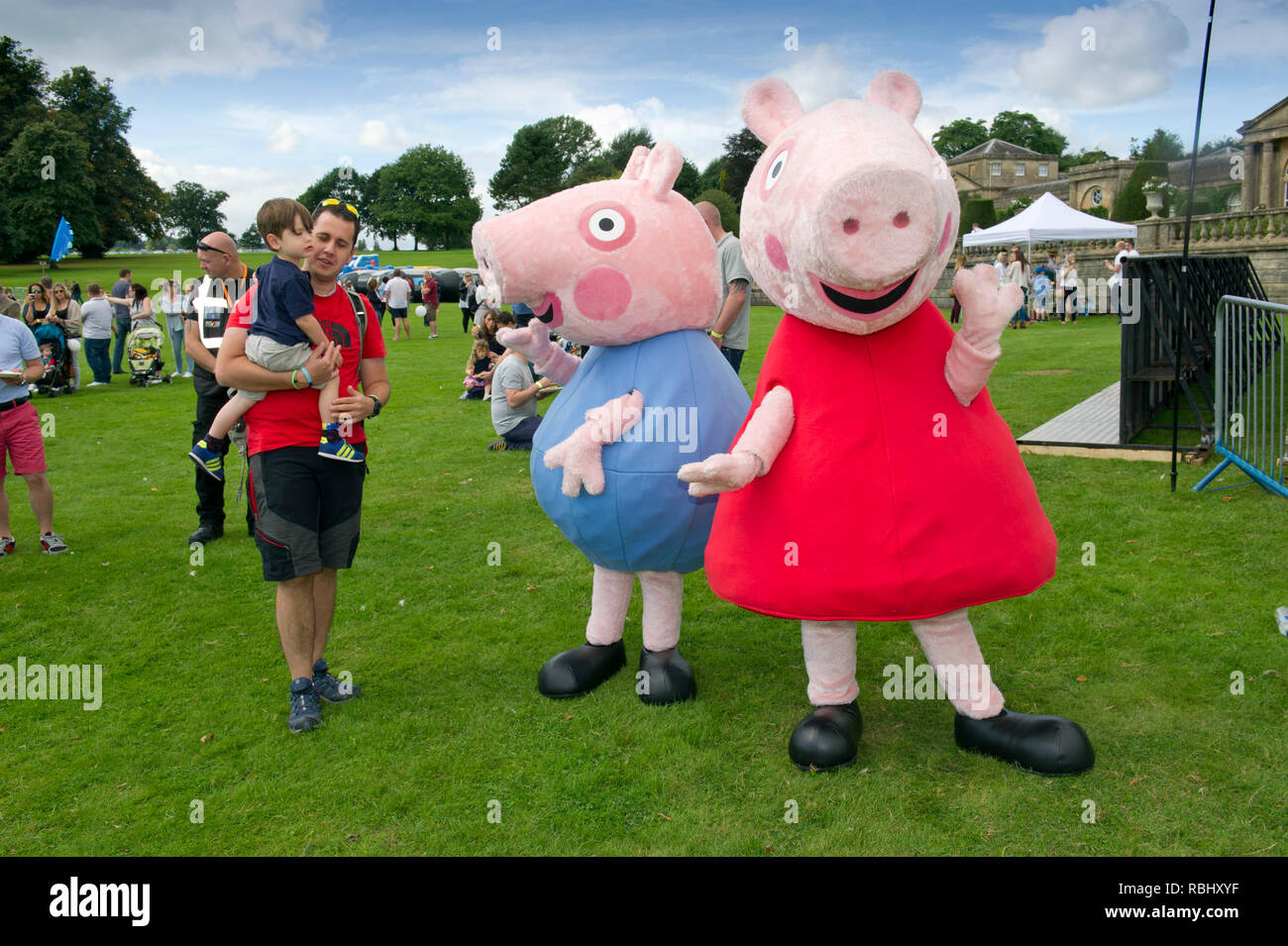 Peppa Pig figures entertain people at an event at Bowood House ...