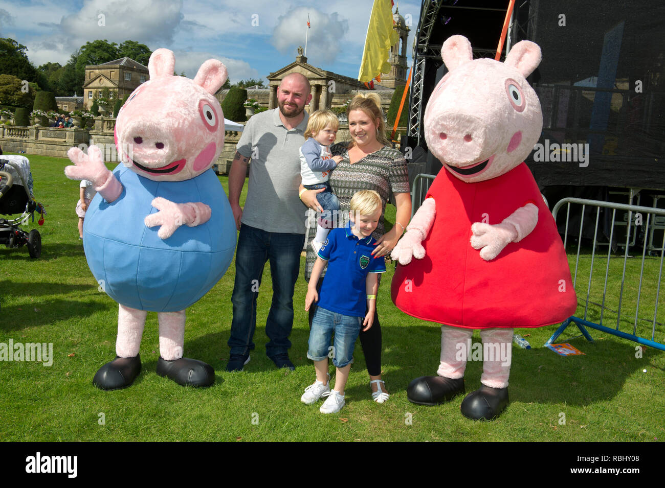 Peppa Pig figures entertain people at an event at Bowood House ...