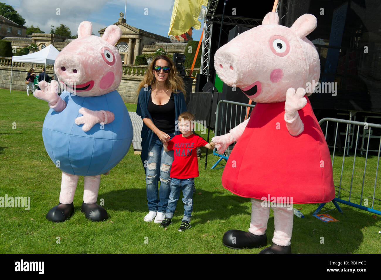 Peppa Pig figures entertain people at an event at Bowood House ...