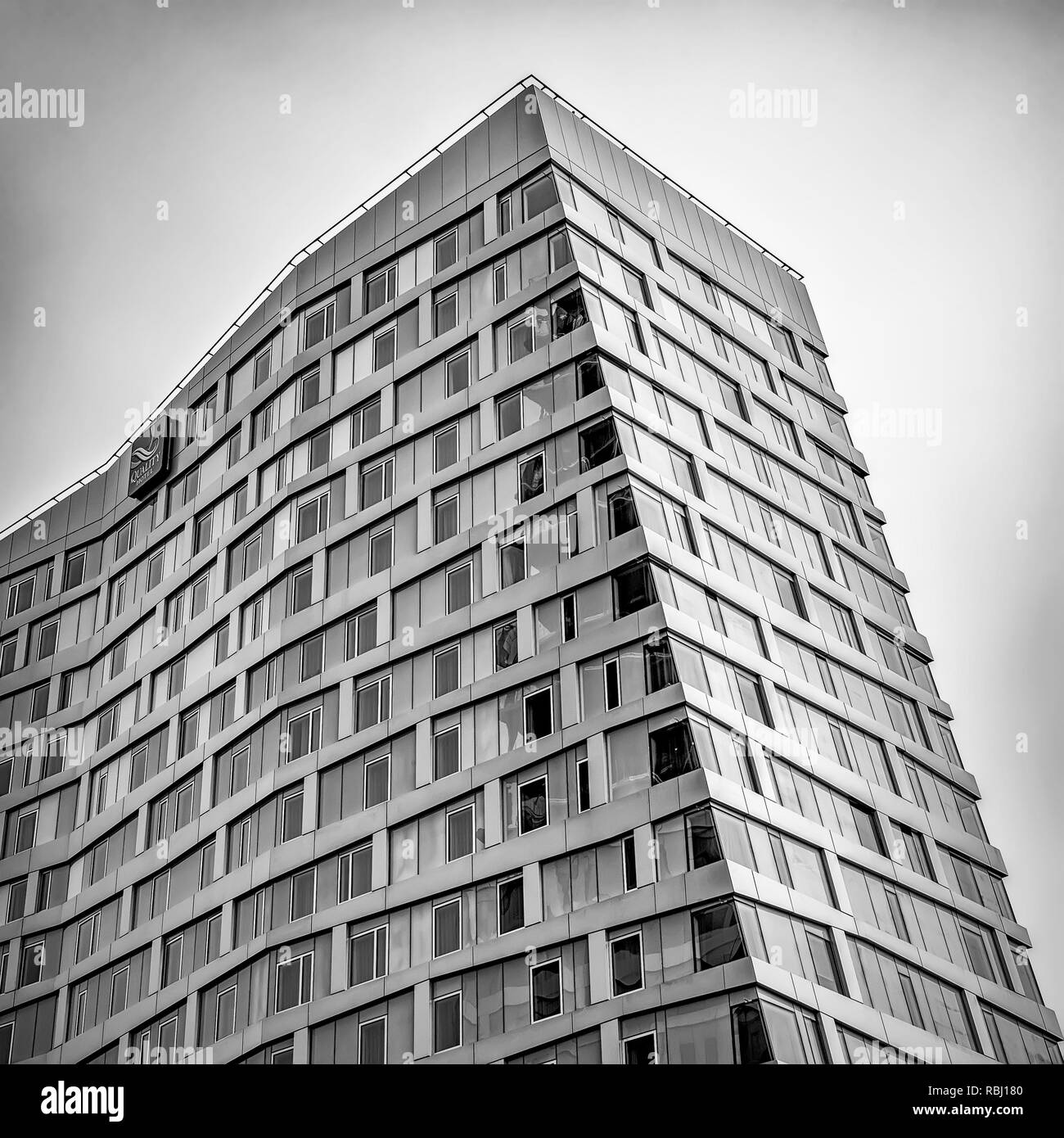 MALMO, SWEDEN - JANUARY 05, 2019: New building at Hyllie in Malmo. A ...
