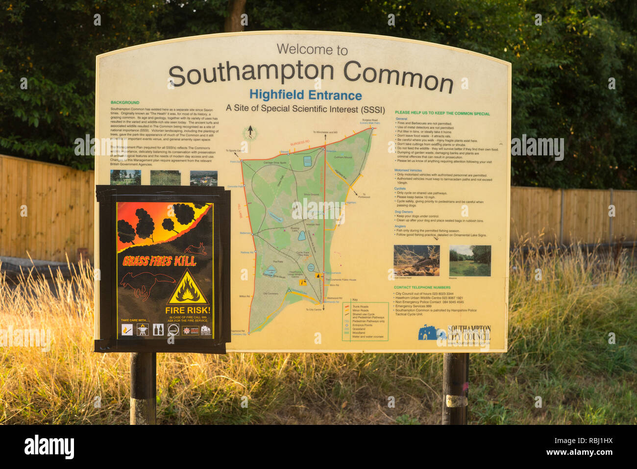 Sign at the Highfield Road entrance to Southampton common with ...
