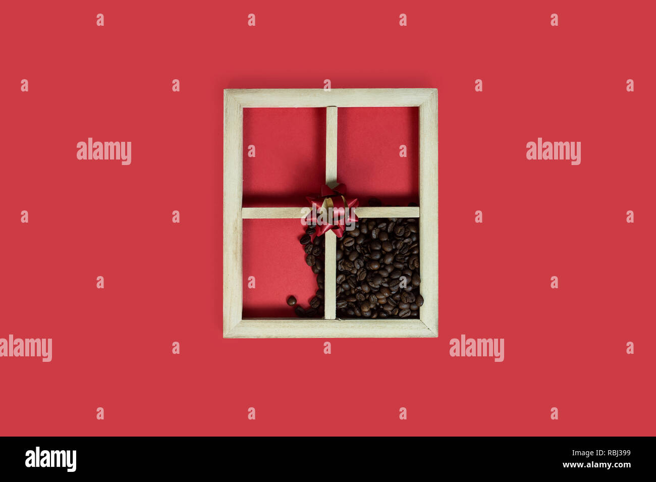 coffee beans wooden window frame Stock Photo - Alamy
