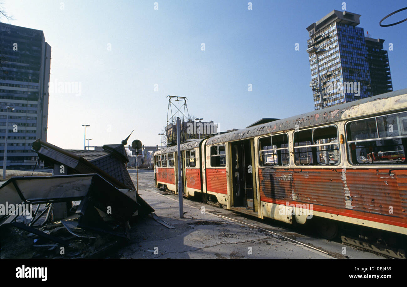 15th March 1993 During the Siege of Sarajevo: a scene of destruction on ...