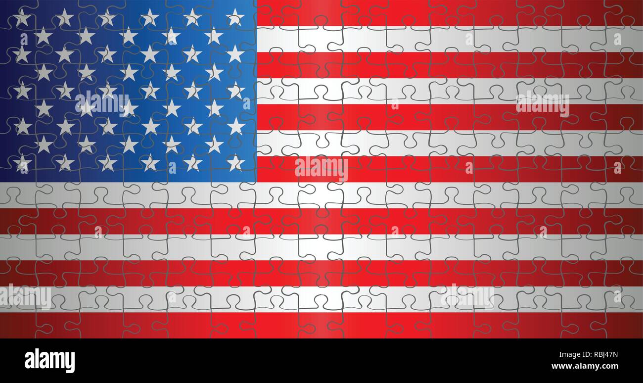 Flag of USA with puzzle background - illustration Stock Vector Image ...