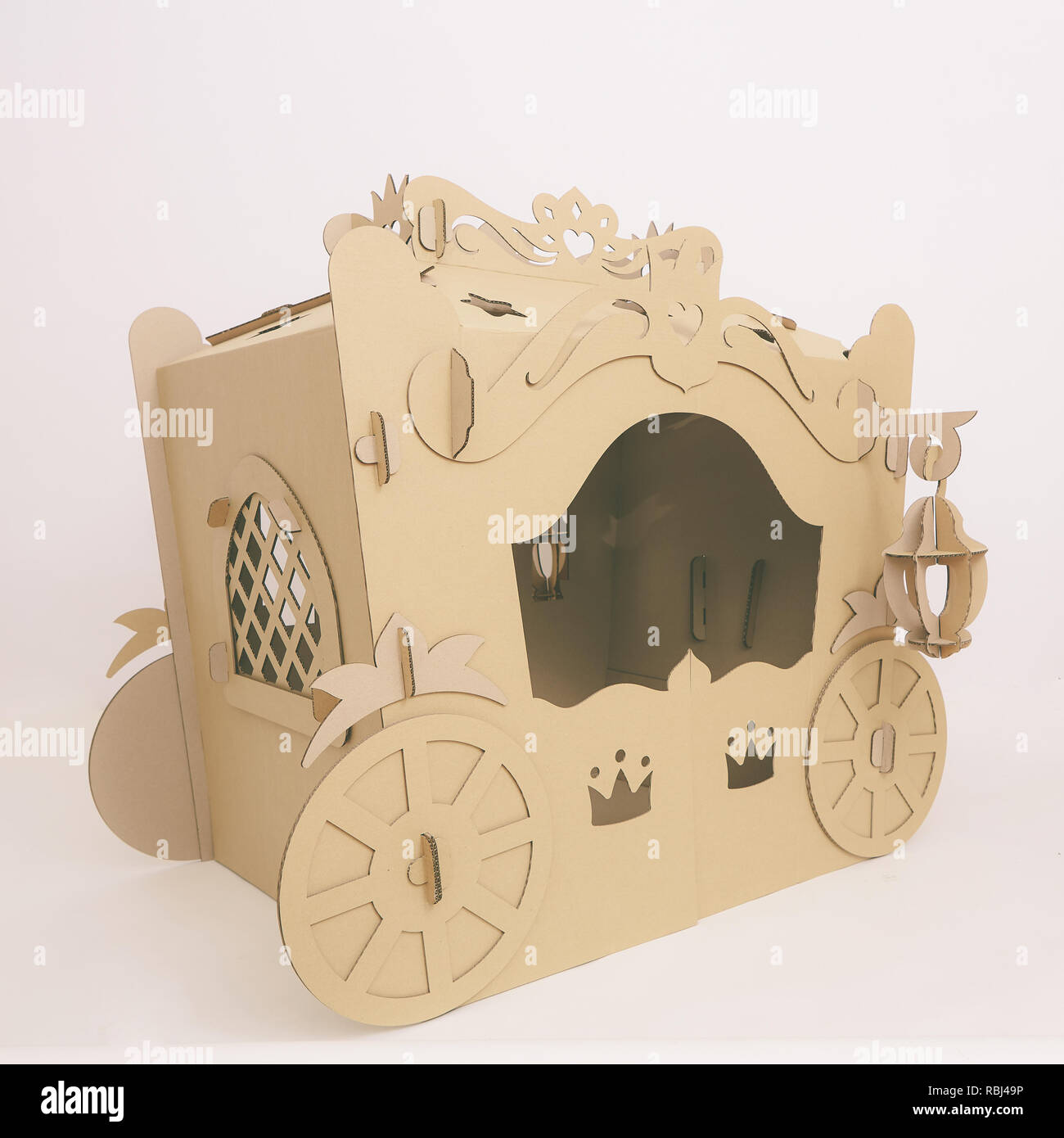 The fairy tale carriage from cardboad. Retro filter Stock Photo - Alamy