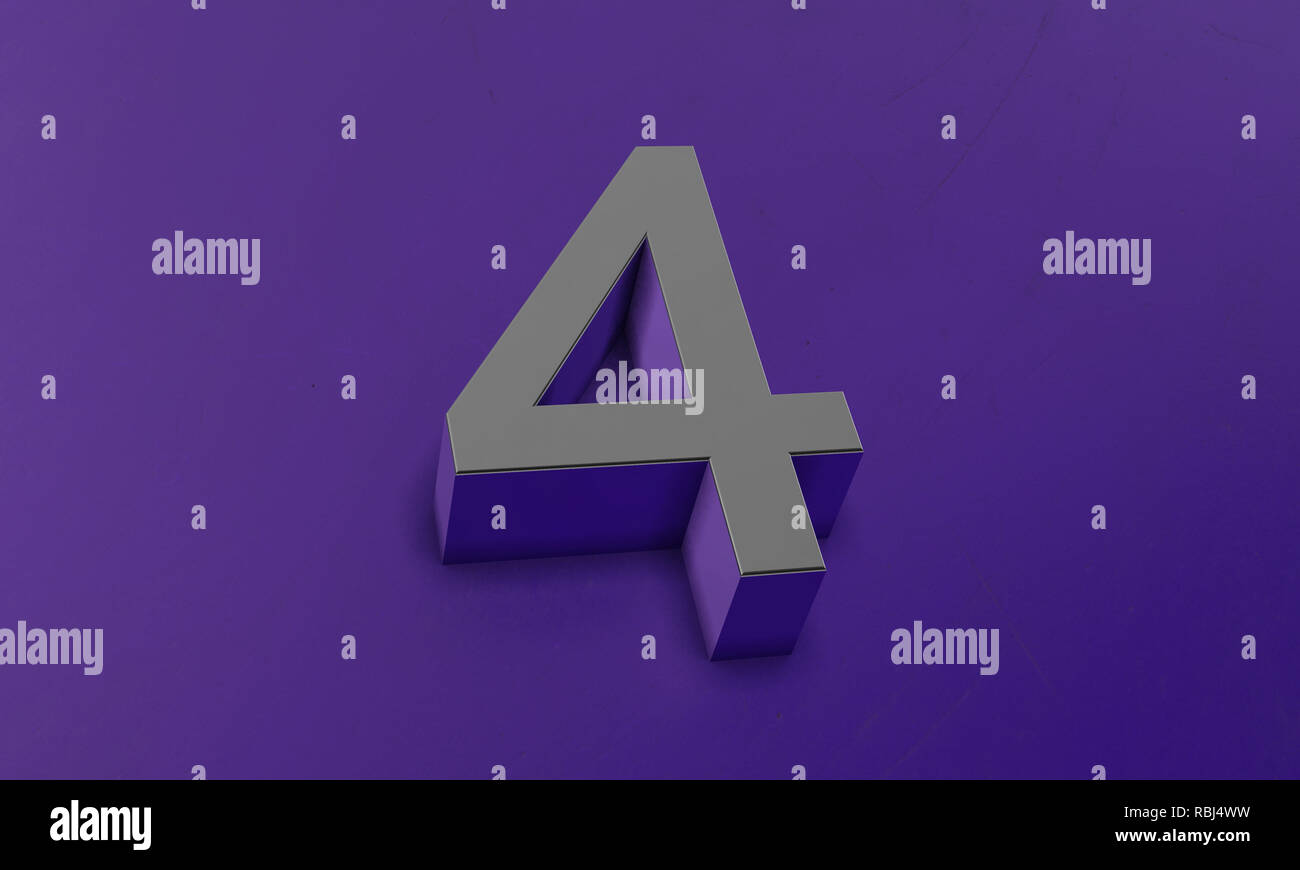 Number Four in 3D Stock Photo - Alamy