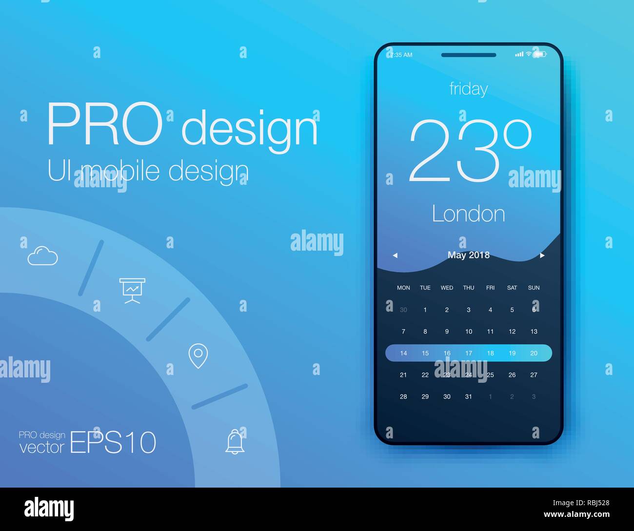 Weather Forecast App Ux Ui Design. Stock vector Stock Vector Image ...