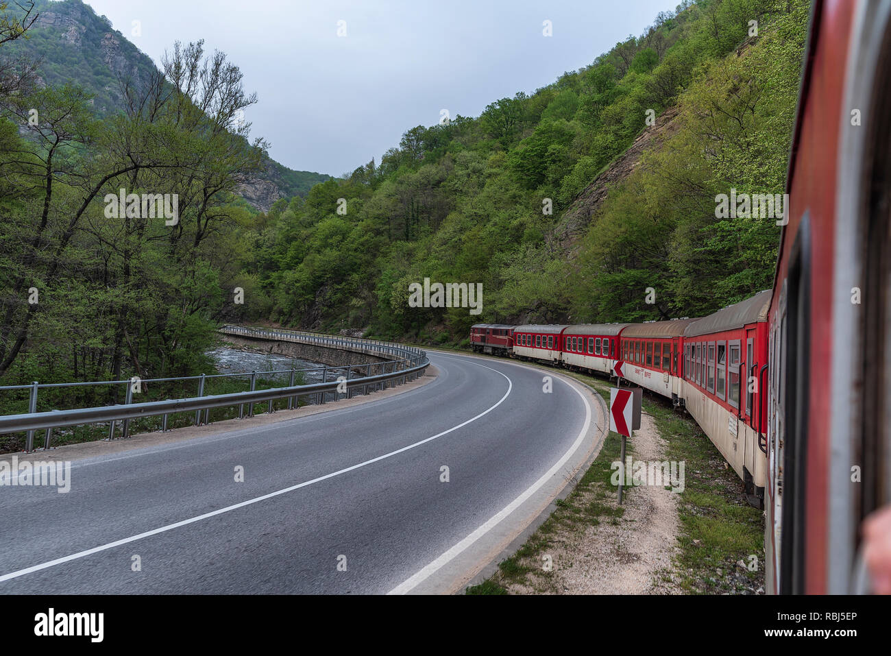 travel with train, spring time Stock Photo - Alamy