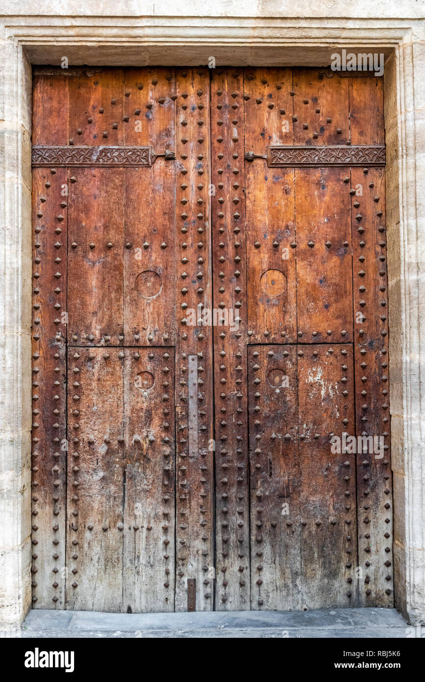 Medieval doors, gates. Spanish traditional ornament on wooden gates ...