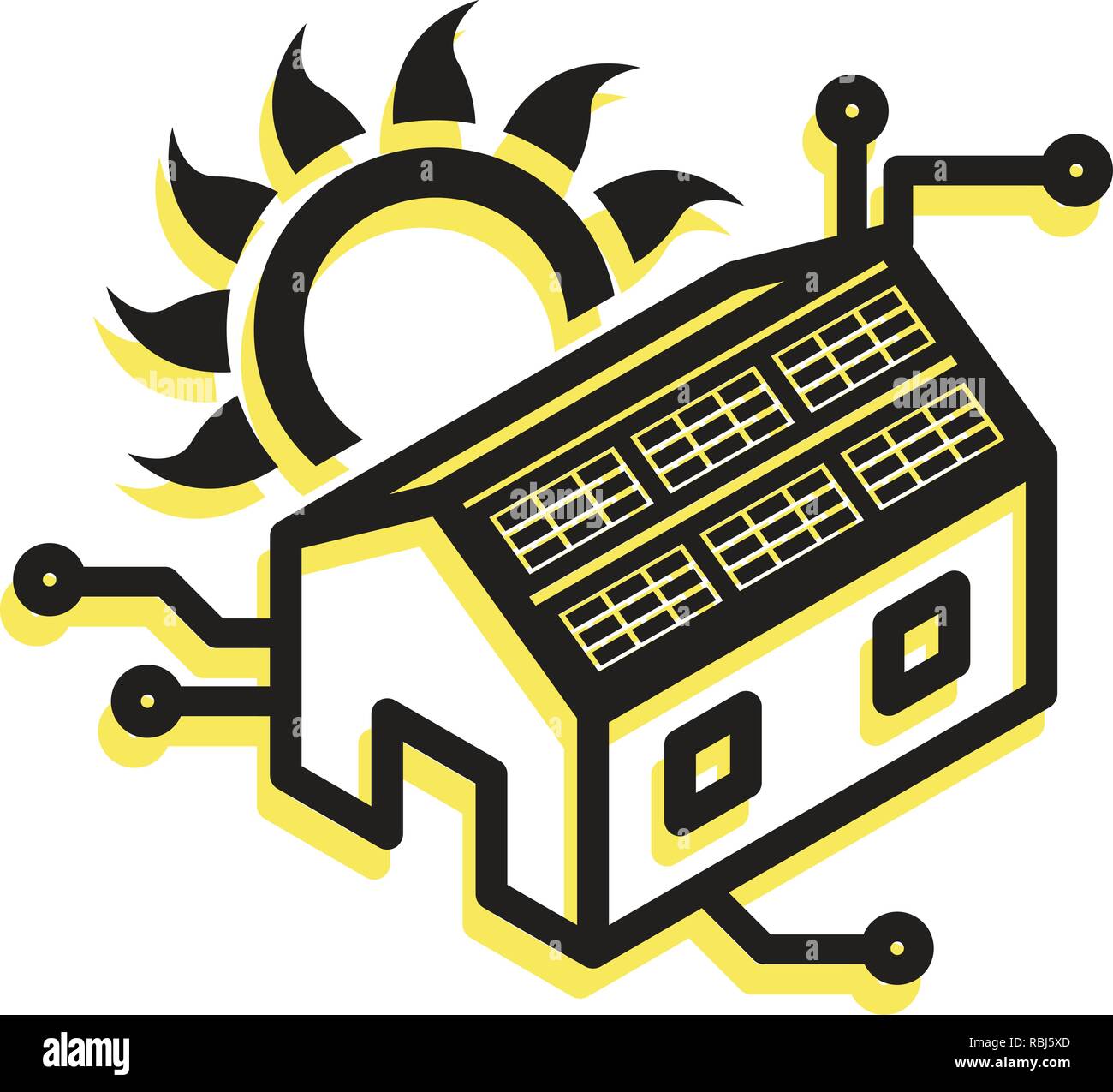 Renewable Solar Energy - Smart Residential Installation - Icon as EPS ...