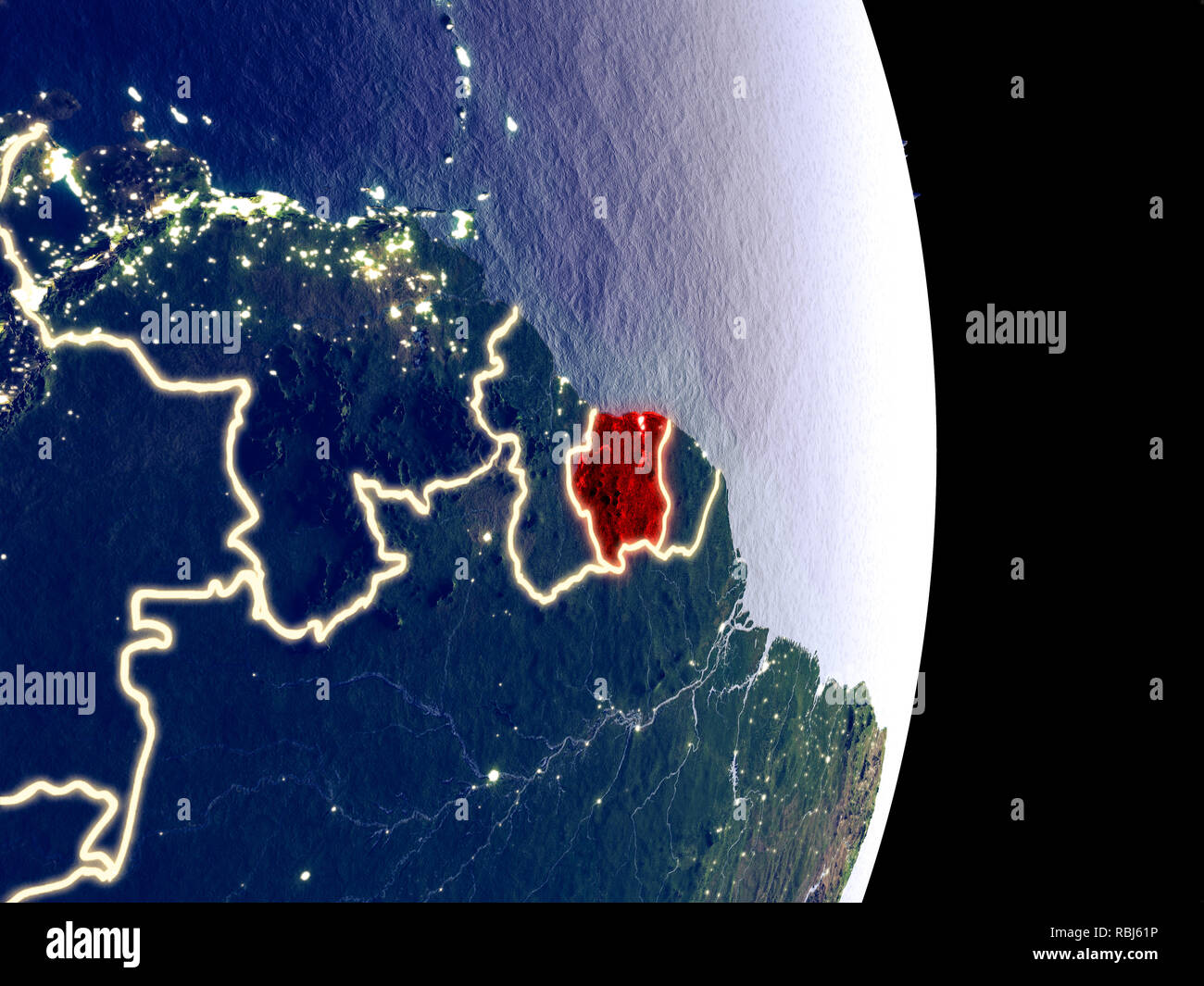 Satellite View Suriname Country High Resolution Stock Photography and ...