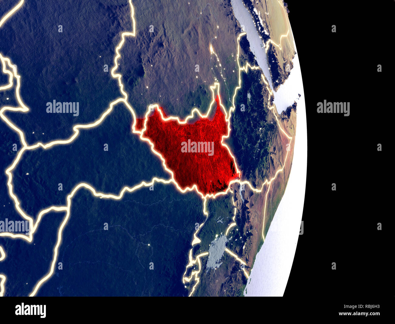 Satellite view sudan south sudan country hi-res stock photography and ...