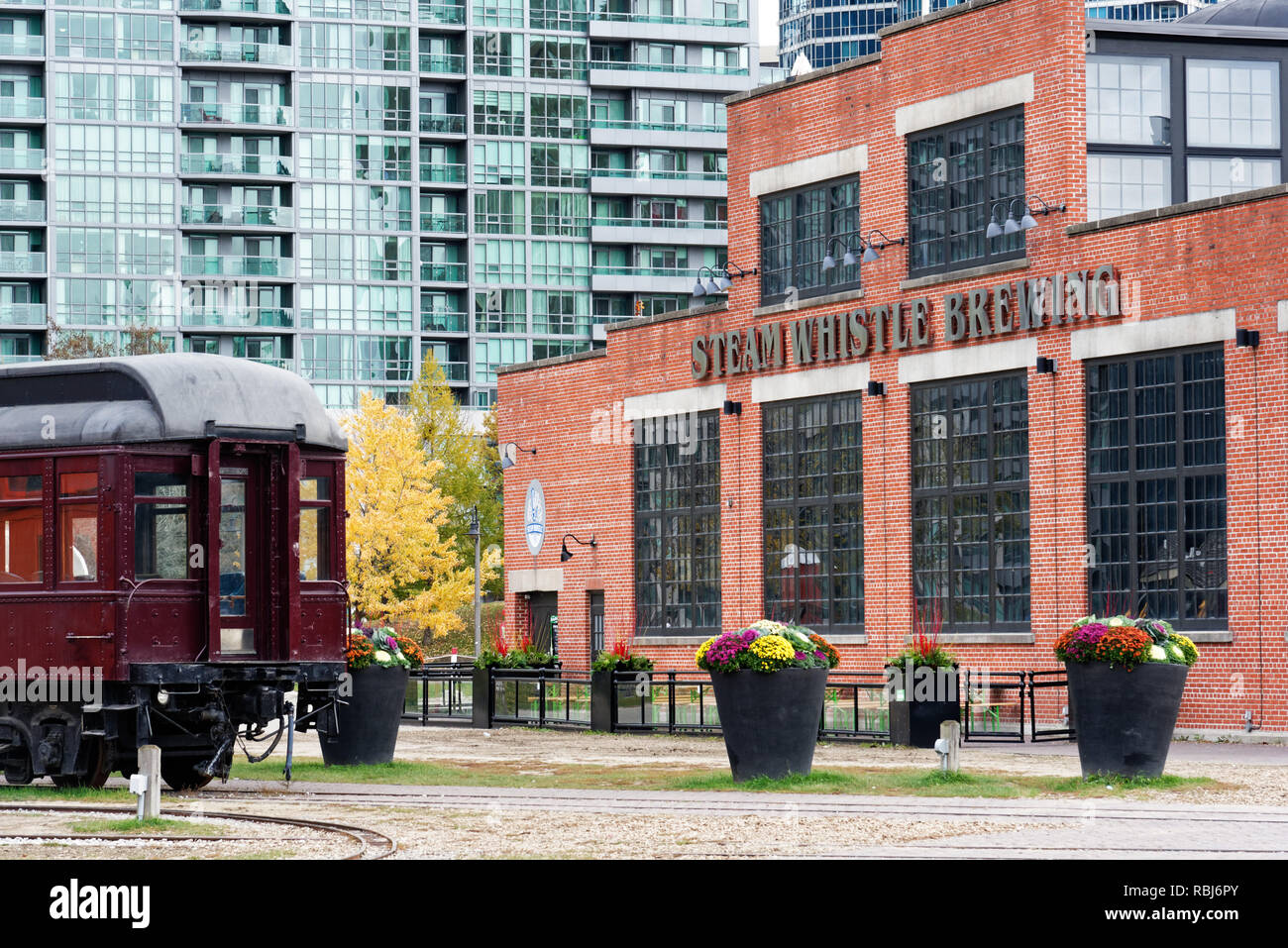 Trains from the Toronto Railway Museum and the Steam Whistle Brewing ...