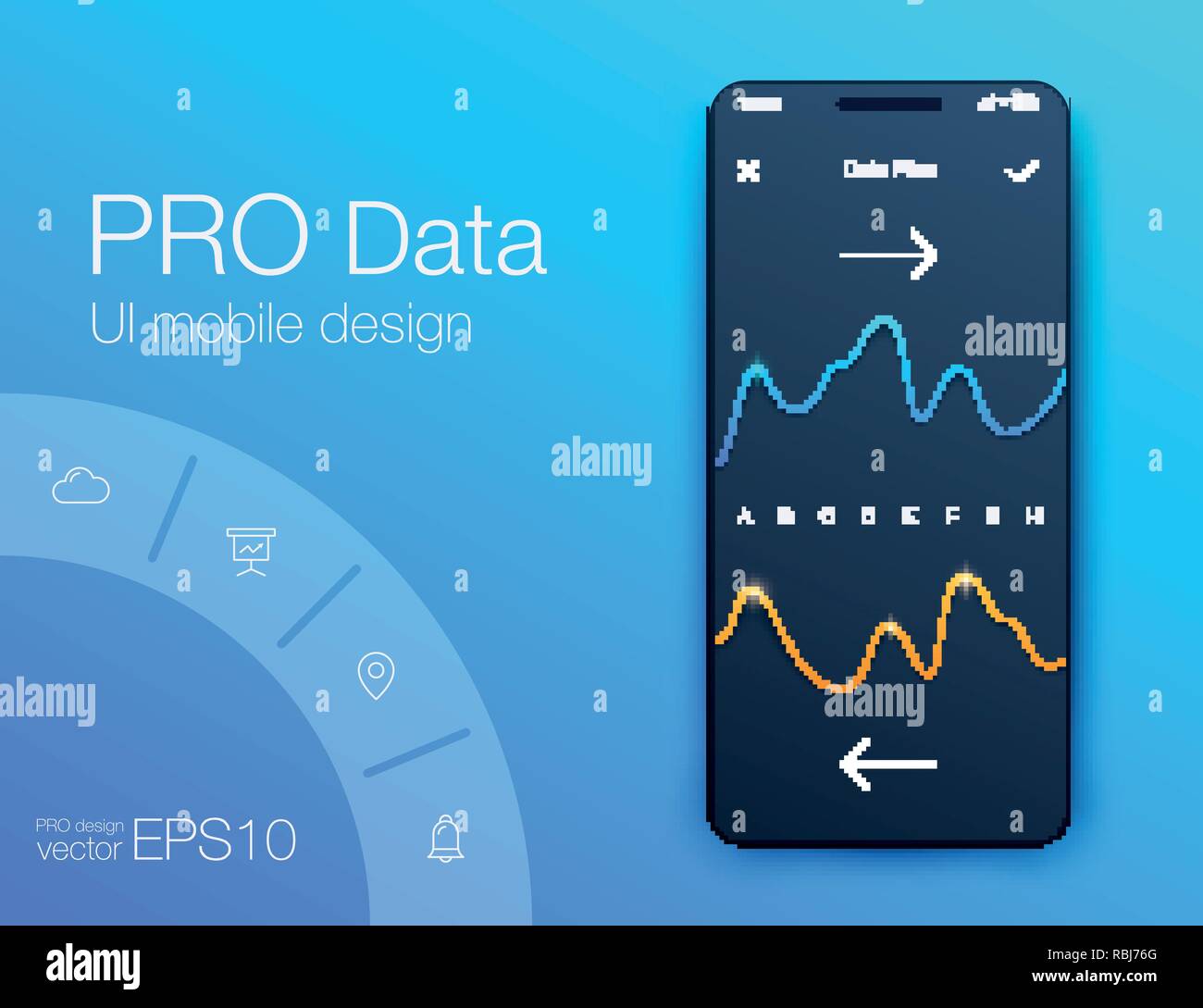 User interface with infographics with charts and graphs in flat design ...