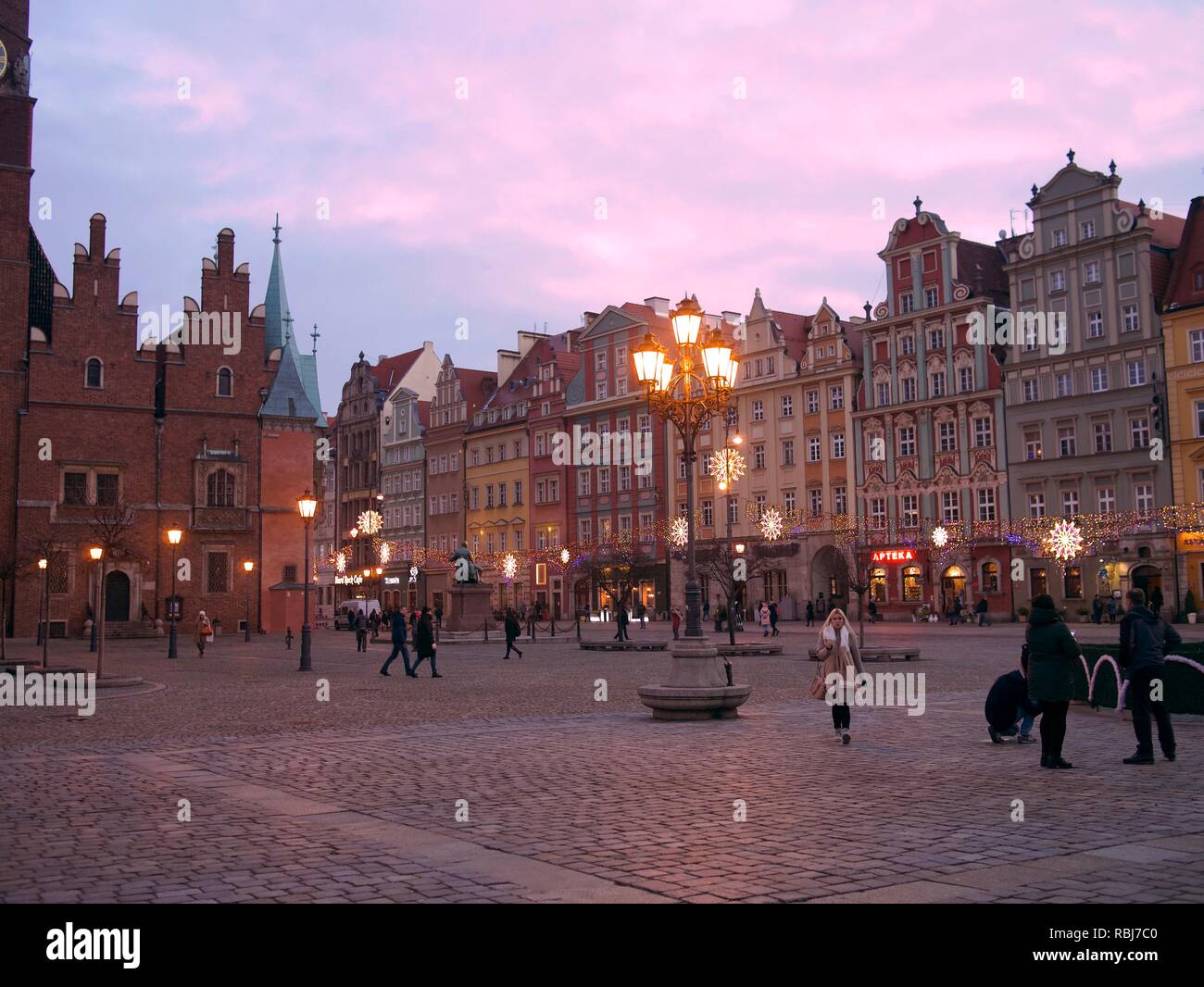 Market Square Architecture in Winter and Illuminated Christmas ...