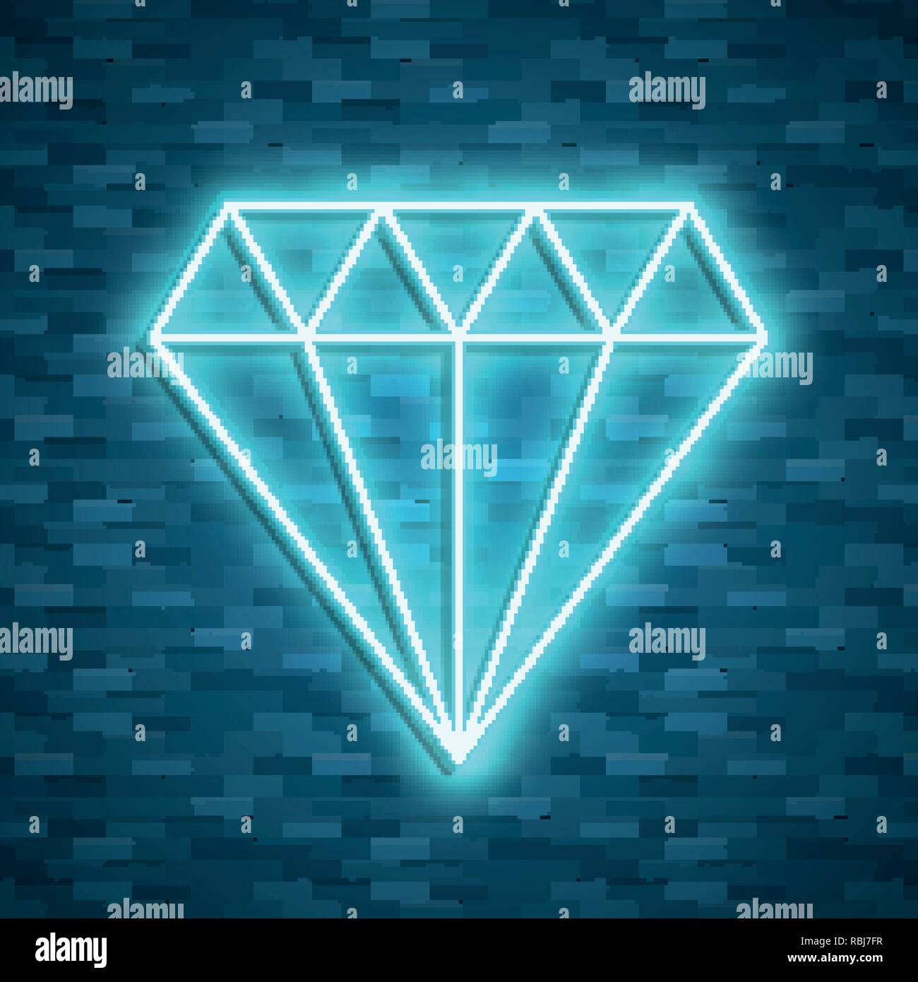 diamond icon in neon style. Vector illustraton Stock Vector Image & Art ...