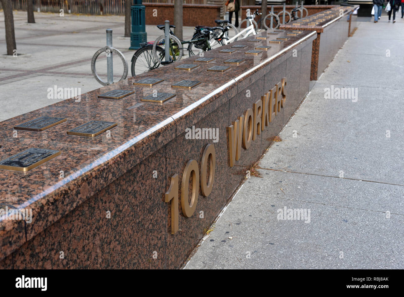 The 100 Workers memorial on Front Street, Toronto Stock Photo - Alamy