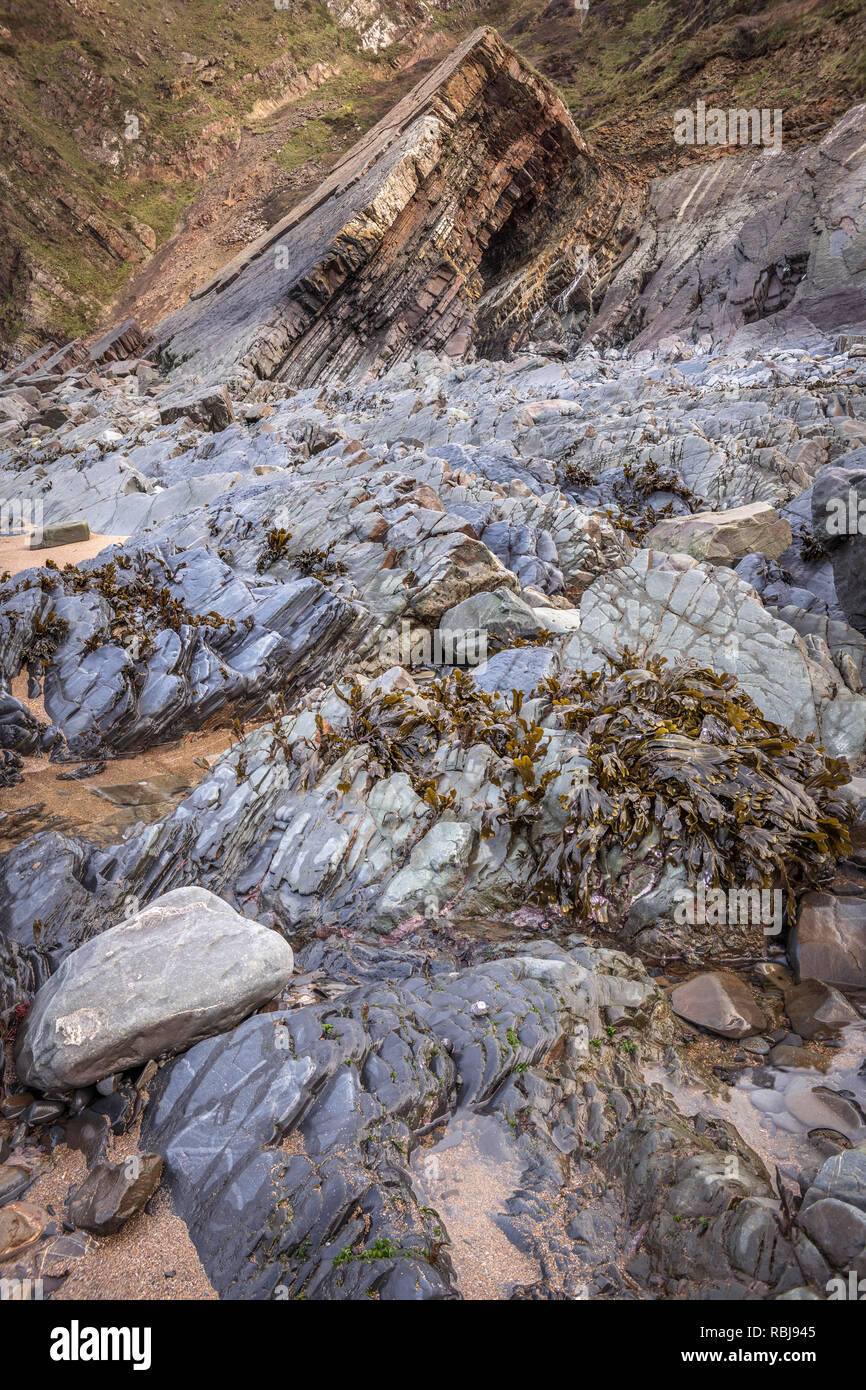 The spectacular cliffs at Hartland Quay, famous for smugglers ...