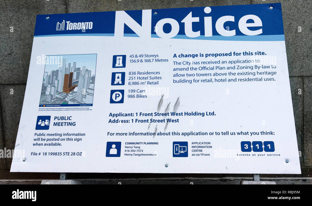 A planning notice in Toronto notifying the public of a proposed new ...