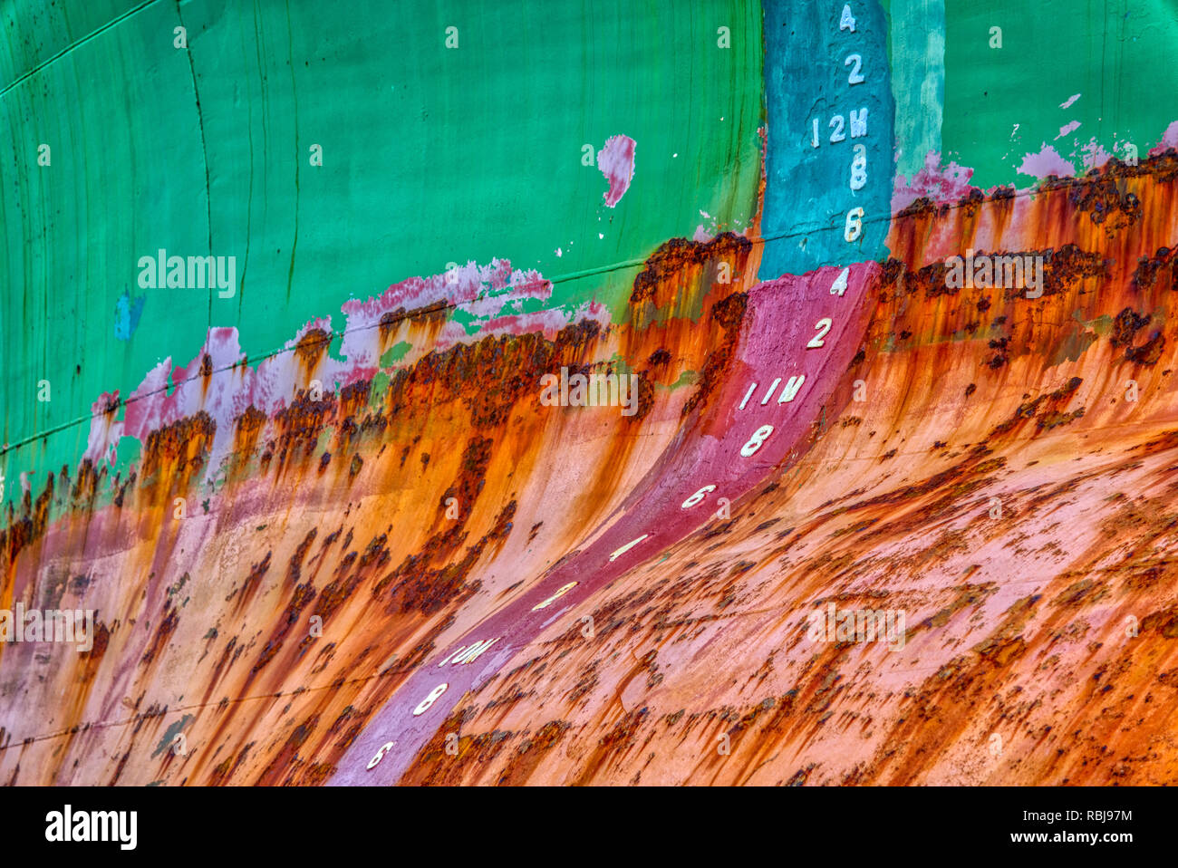 The draft (depth) gauge on the Bulk carrier ship Wigeon in Toronto ...