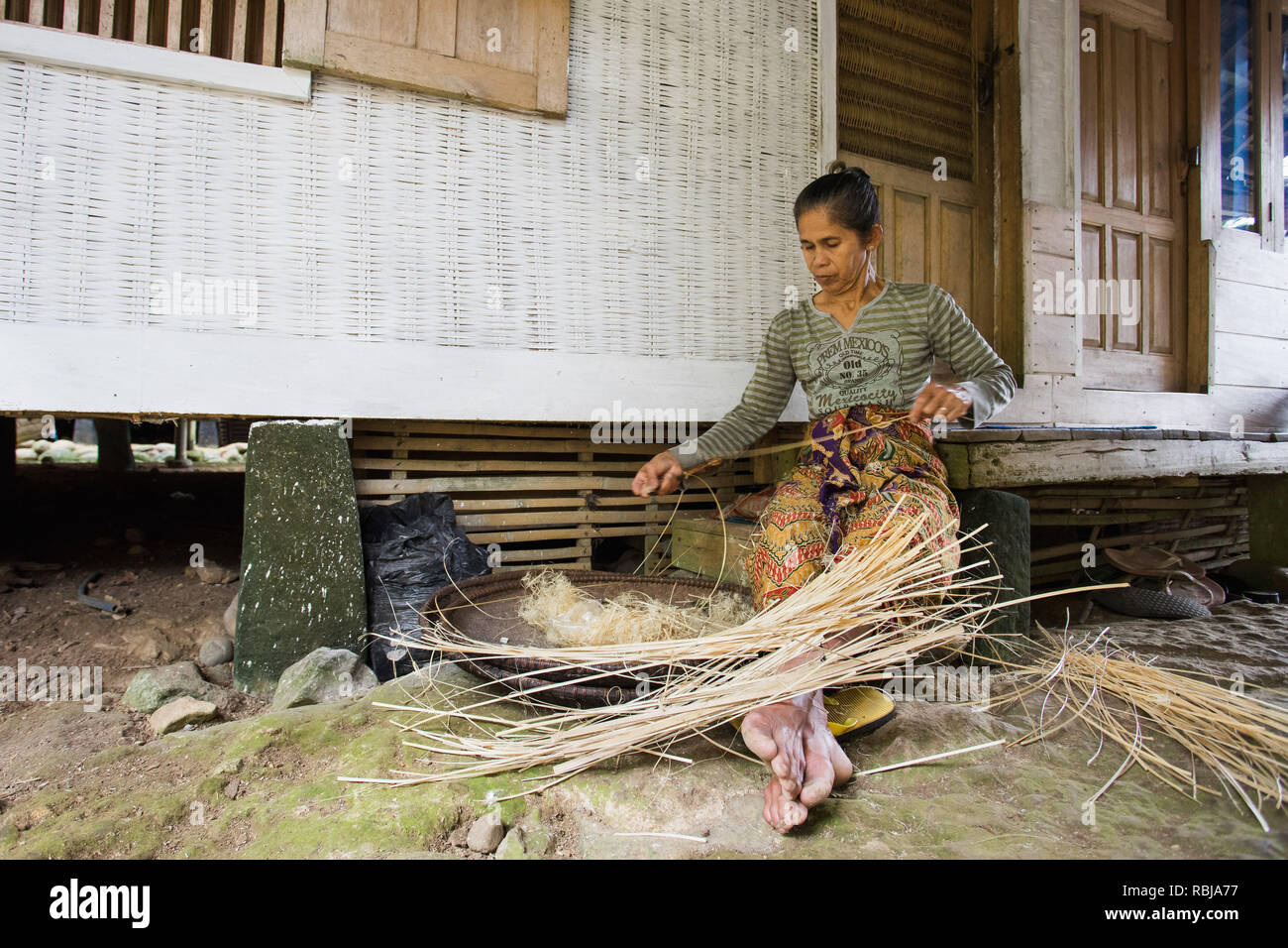 Bamboo craft maker from Kampung Naga Tasikmalaya Stock Photo - Alamy