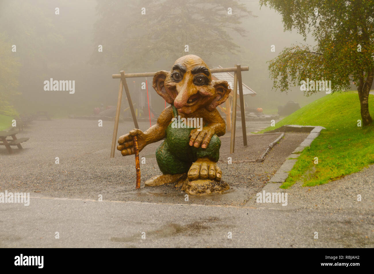 Troll Statue on Mt Floyen in Bergen, Norway Stock Photo - Alamy