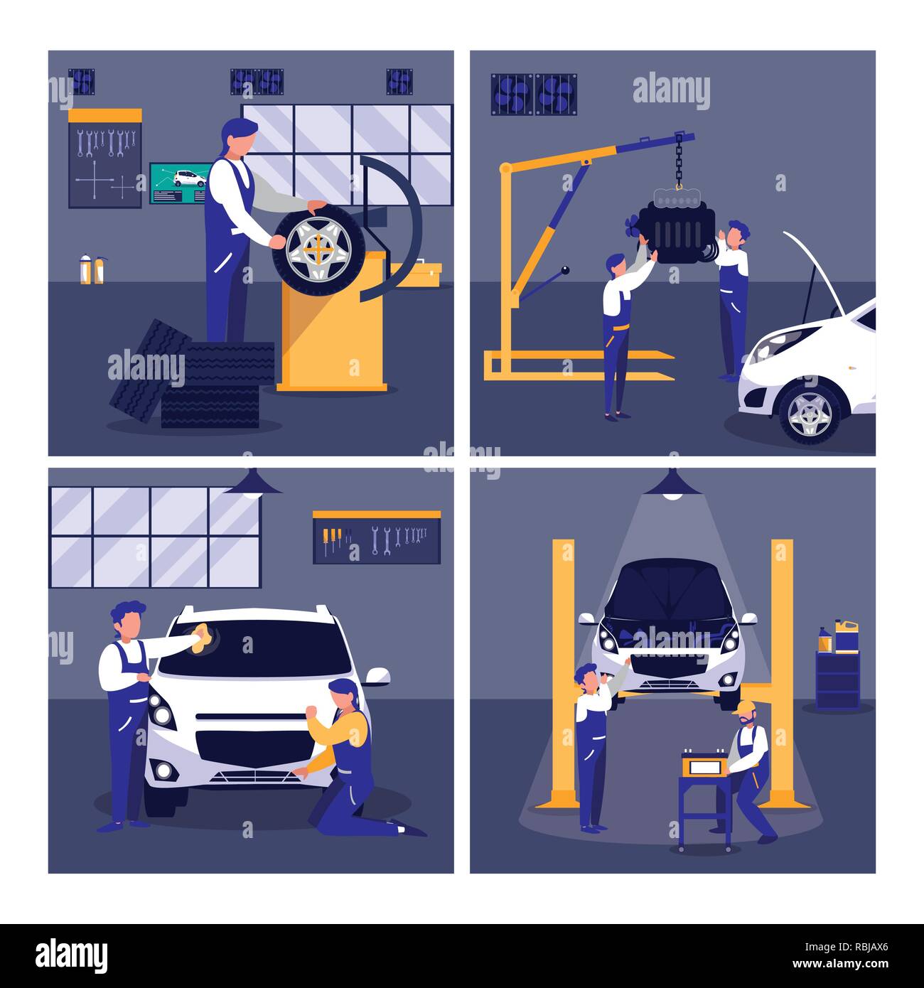 Mechanics lifting engine hi-res stock photography and images - Alamy