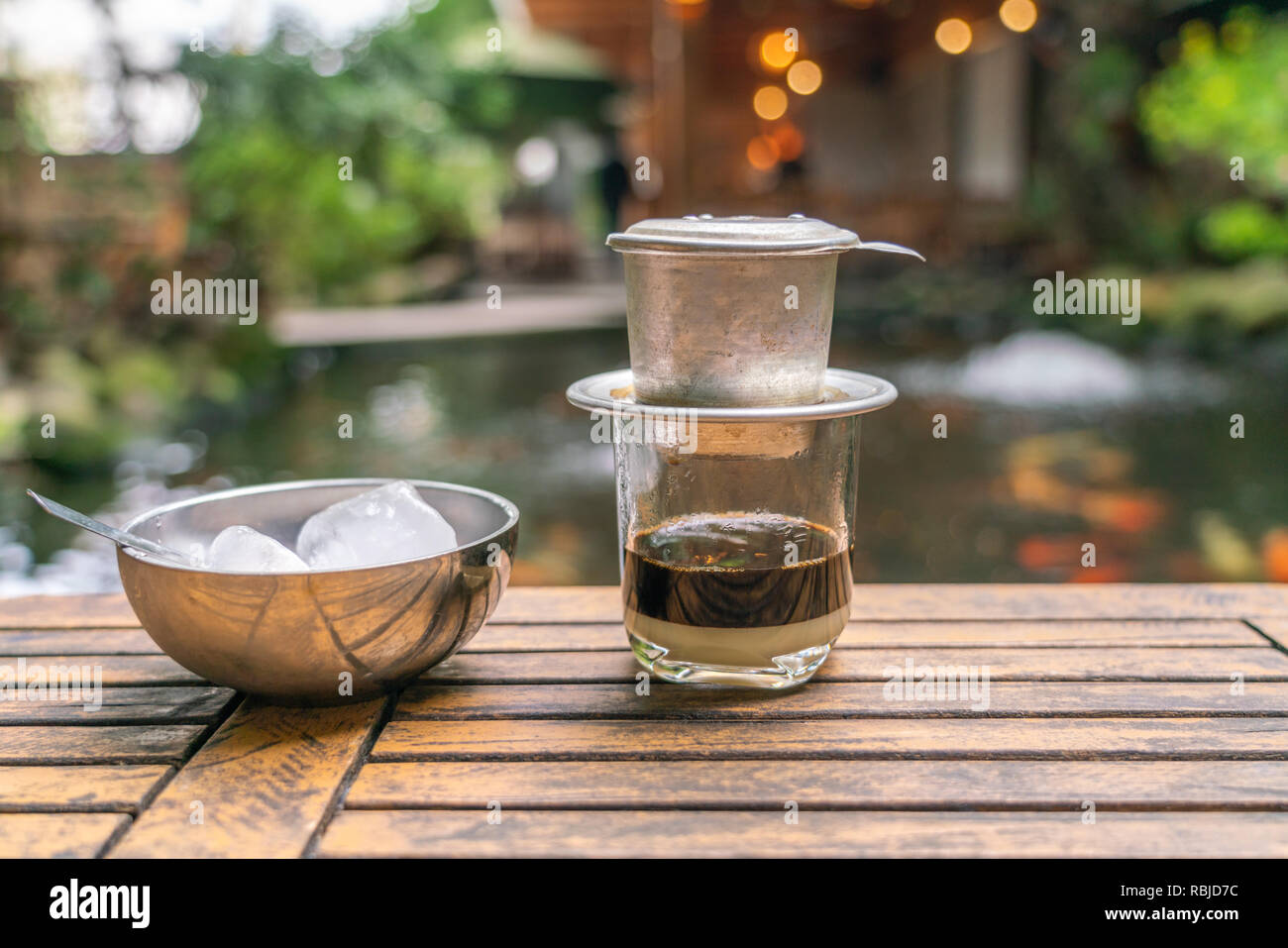 Drip black coffee Vietnamese style Stock Photo - Alamy