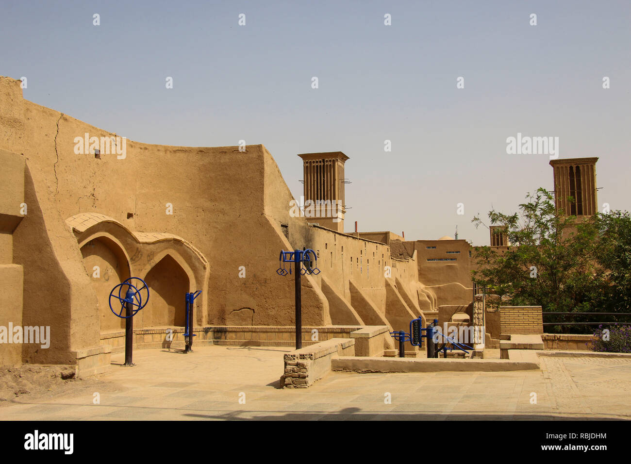 One of the streets of the old city of Yazd, Iran. Yazd famous for its ...