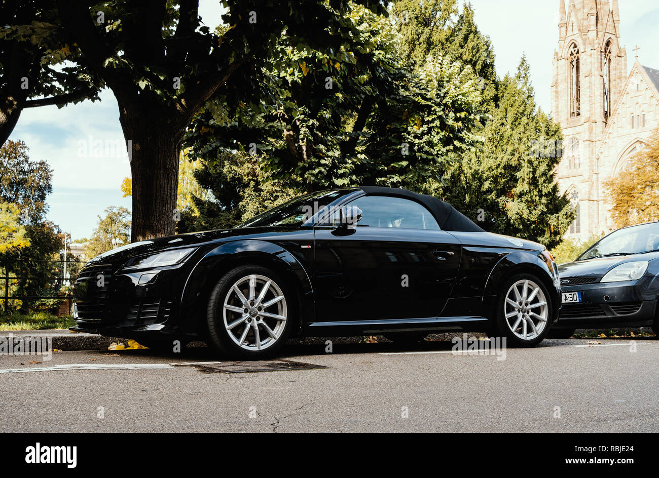STRASBOURG, FRANCE - OCT 1, 2017: Modern luxurious Audi TT sport car ...
