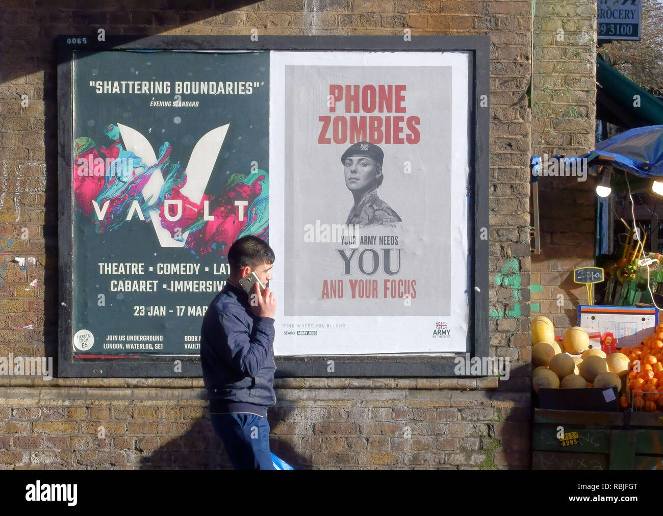 Army recruitment poster aimed at "phone zombies", Peckham, London Stock ...