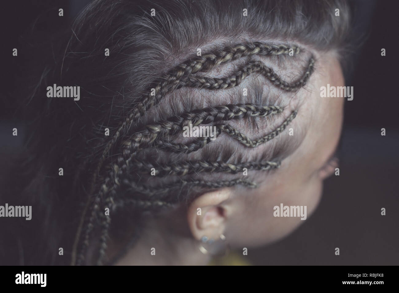 braids on the temple Stock Photo - Alamy