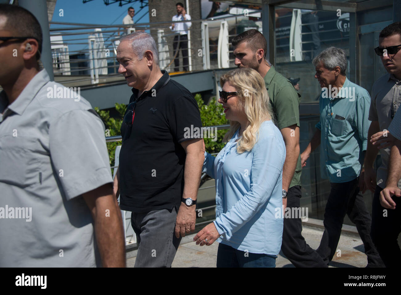 Benjamin Netanyahu and wife Sara with Israeli security in Rio de ...