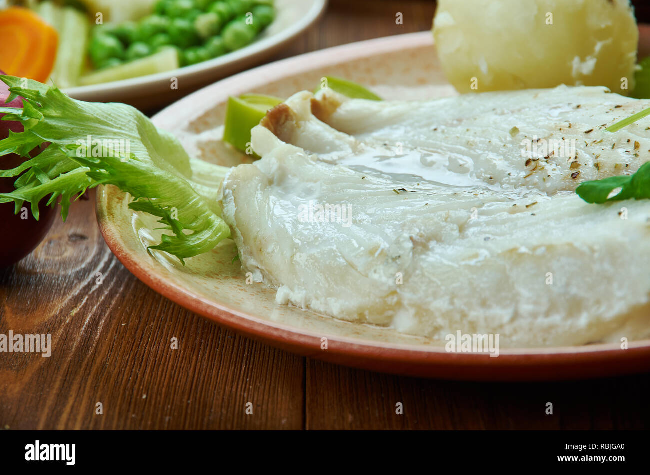 Lutefisk, traditional dish of some Nordic countries, Norwegian cuisine ...