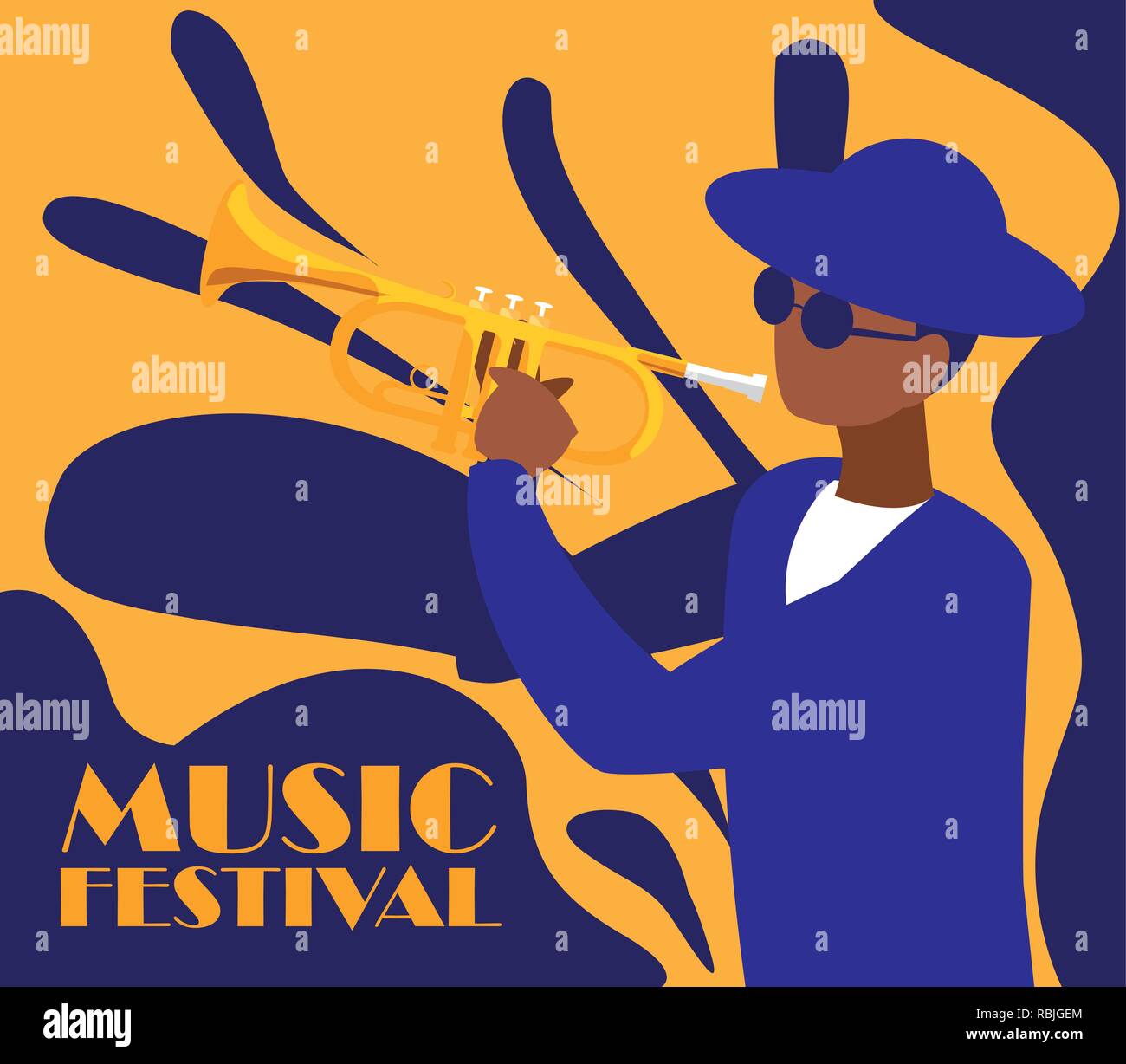 man playing trumpet instrument vector illustration design Stock Vector ...