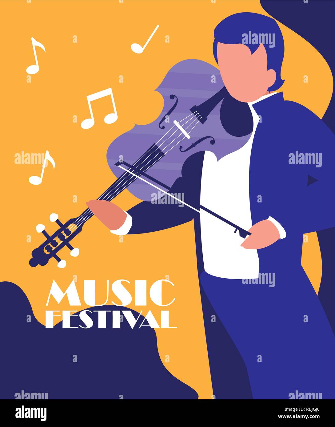 elegant man playing fiddle classical vector illustration design Stock ...