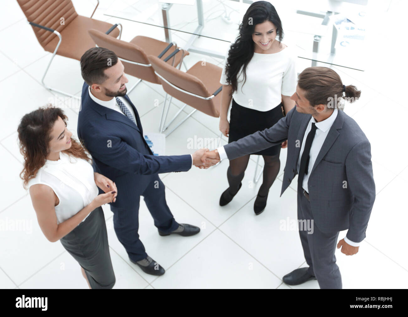 view from the top.the handshake business partners Stock Photo - Alamy
