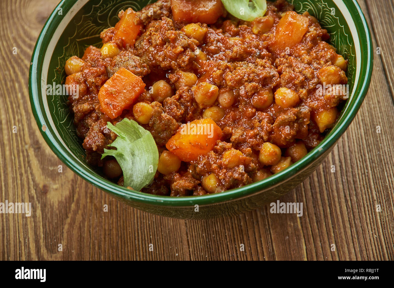 Moroccan Lamb Chili with Sweet Potatoes, Chickpeas and Kale Stock Photo ...